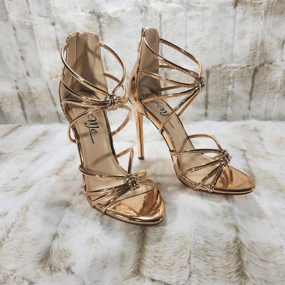 So Me | Shoes | So Me Rose Gold 5 Strappy Closed Back High Heels Shoes ...